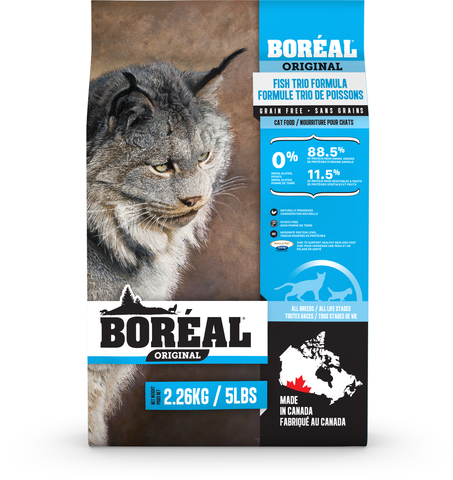 Boréal Original Chat Nourriture Sans Grain Trio Poisson – Animo etc
